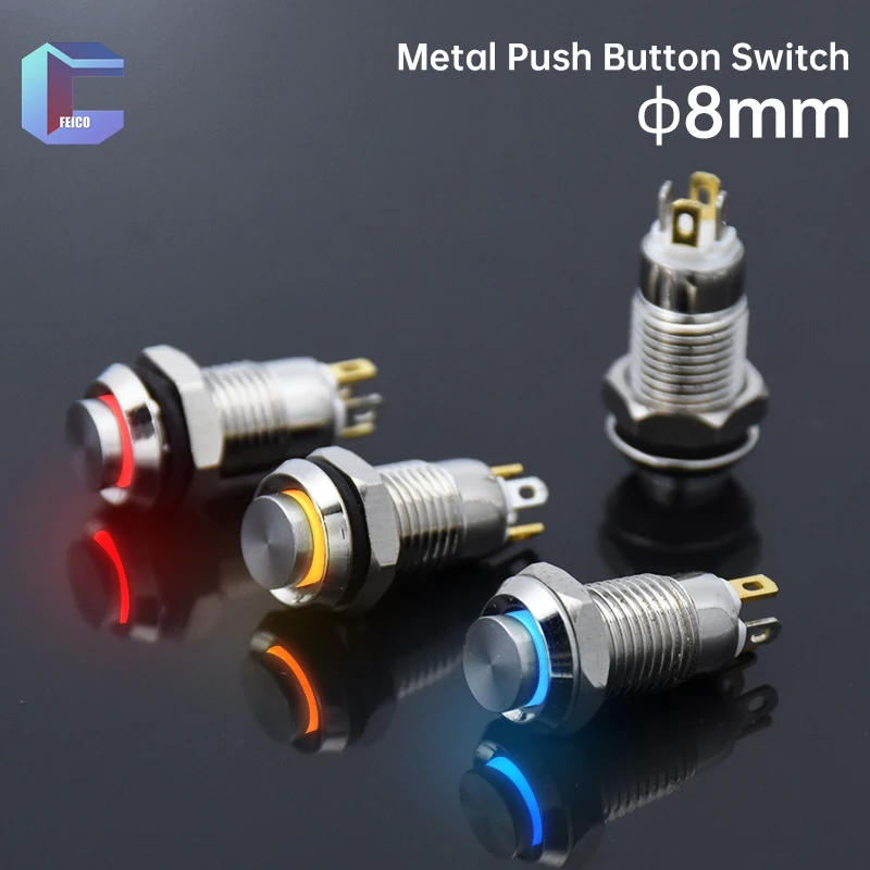 8mm-Momentary-Latching-1NO-Nickel-Plated-Metal-Push-Button-Switch-With ...