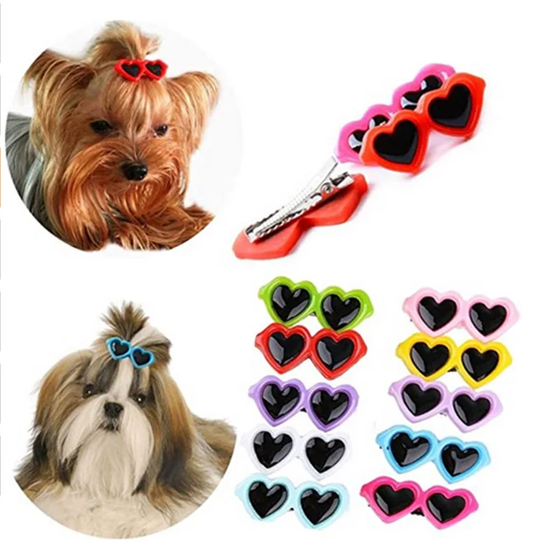 5pcs-Dog-Hair-Clips-Sunglass-Hairpins-Hair-Barrette-Heart-Shape-Pet ...