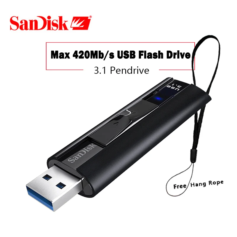 Sandisk pendrive ssd, usb 3.1, 128gb, 256gb, memória flash ...