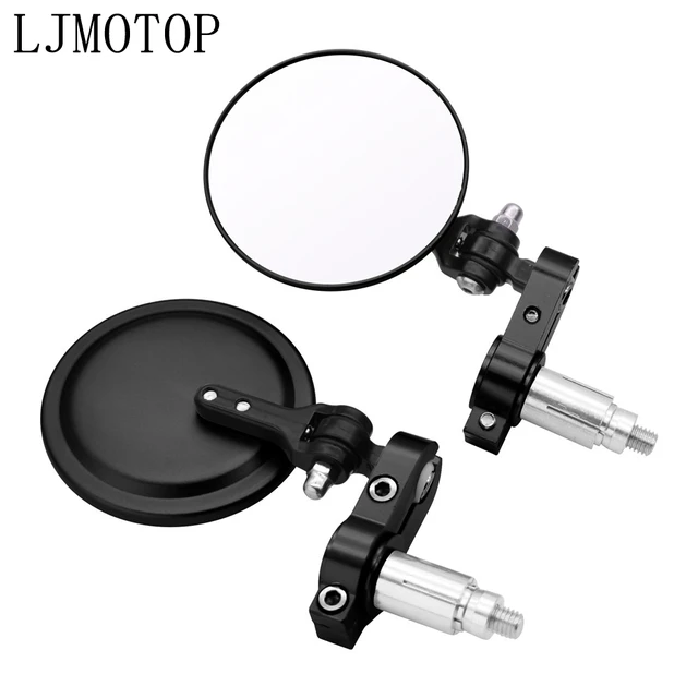 Universal Motorcycle Mirrors 3 Inch Round Folding Bar End Side Mirror ...
