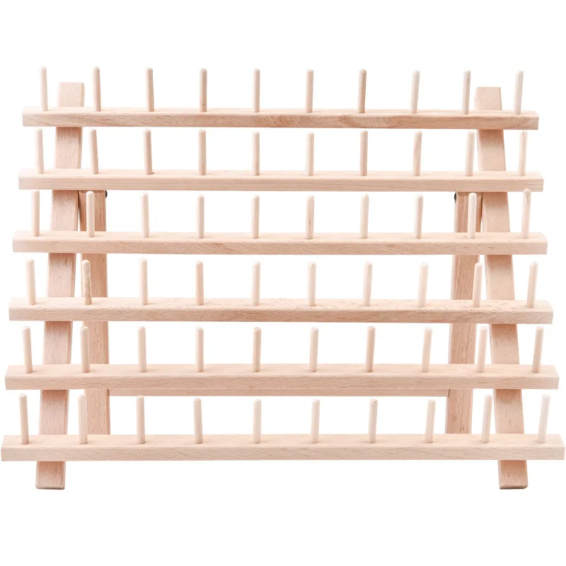 60-Spool-Thread-Rack-Sewing-Embroidery-Organizer-Natural-Wood-for ...