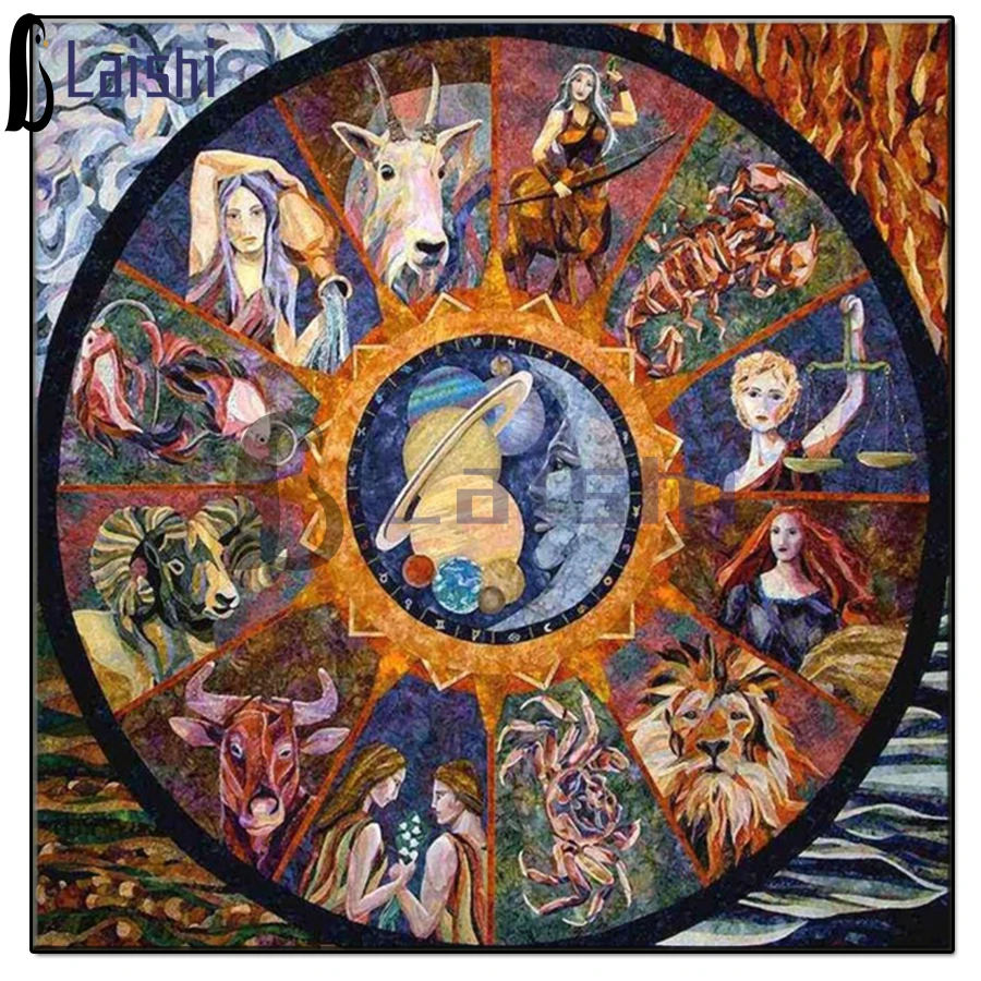 Full round diamond painting 12 constellations and 12 zodiac signs ...