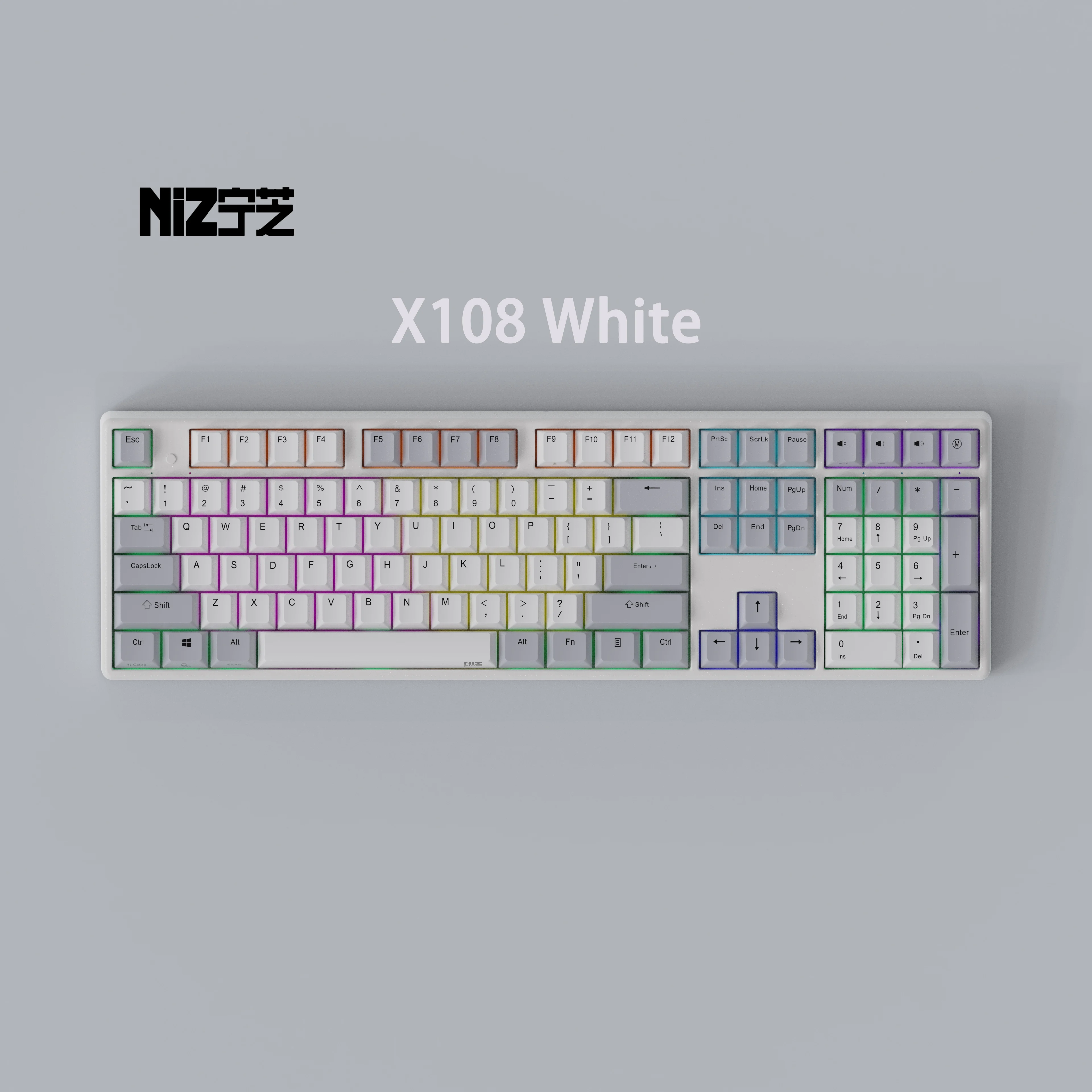X108-Capacitancia-White-2021-NIZ-EC-Keyboard-USB-Bluetooth-RGB-Mode-Multi-Function-Programmer ...