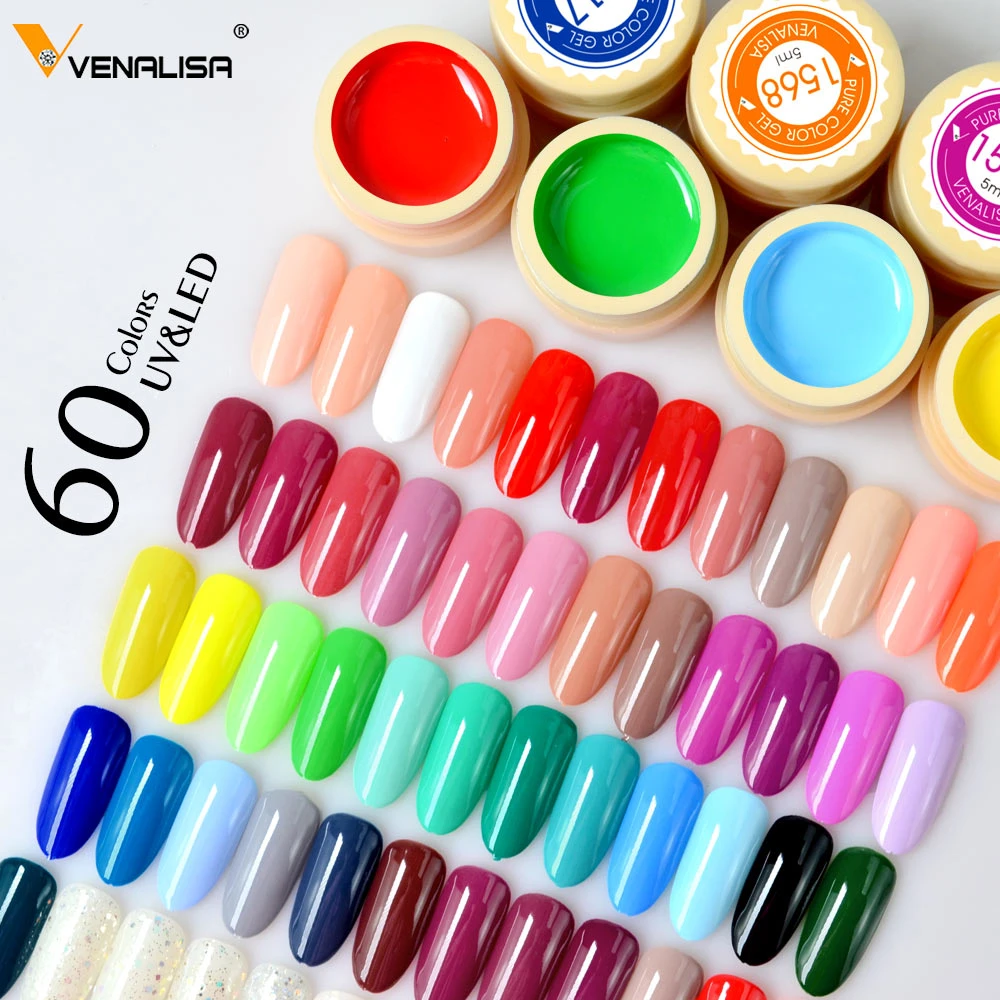 Venalisa 60 Solid Colors Paint Gel Nail Art Designs Hot Sale Soak Off ...