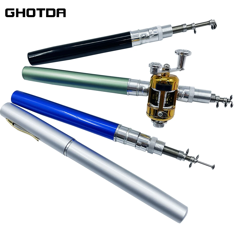 Mini Pocket Pen Shape Aluminum Alloy Fishing Rod Portable Baitcasting ...