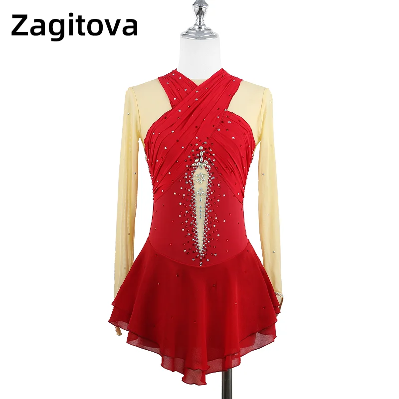 Zagitova Red Figure Skating Dress For Women Girls Ice Skating Clothes ...