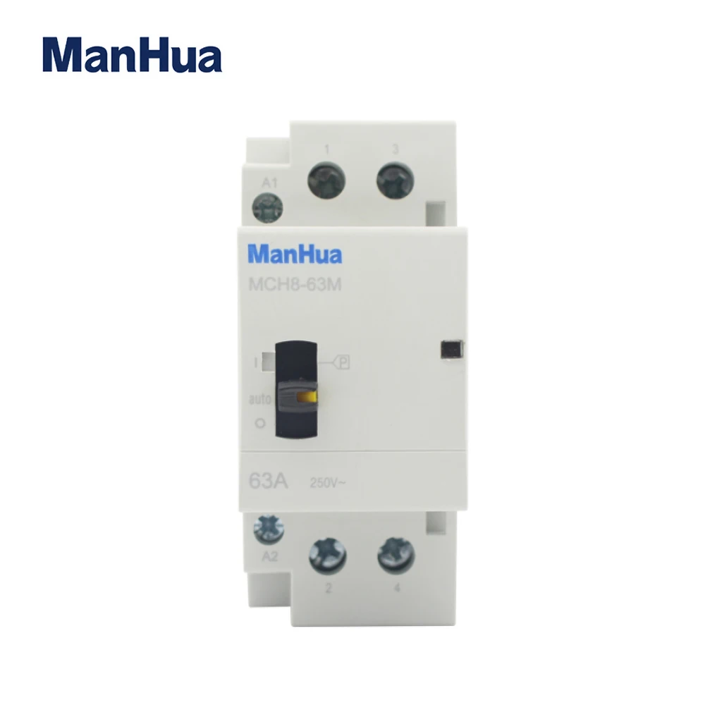 ManHua MCH8 63M 2P 63A 220V/230V 50/60HZ Din rail Household ac Modular contactor with Manual ...