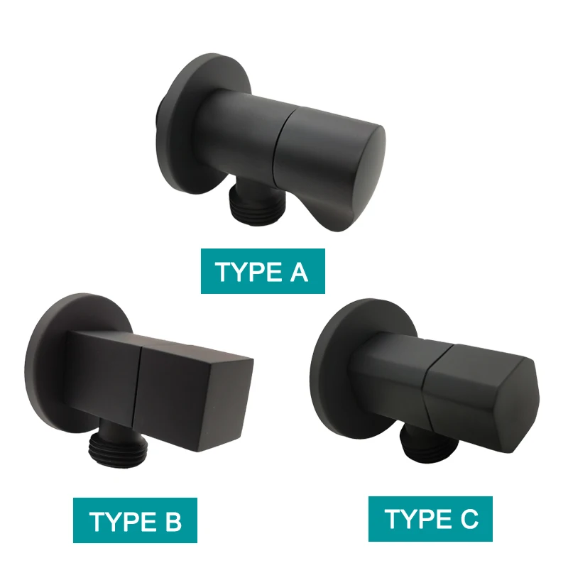 Matt Black Wall Mounted Angel Valve Small Tap Stop Valve Hose Connector ...