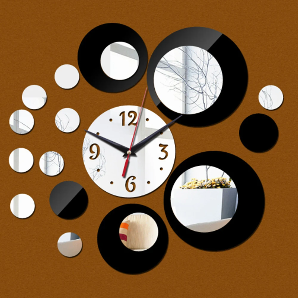 Wall Clock Circle Around 3D Wall Watch Wall Sticker DIY Art Modern ...