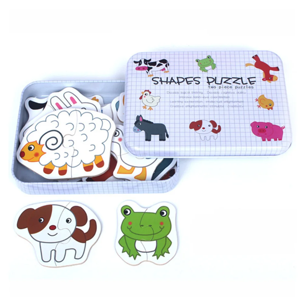 Cartoon Animals Cognition Paper Puzzle Children Puzzle Box Fruits ...