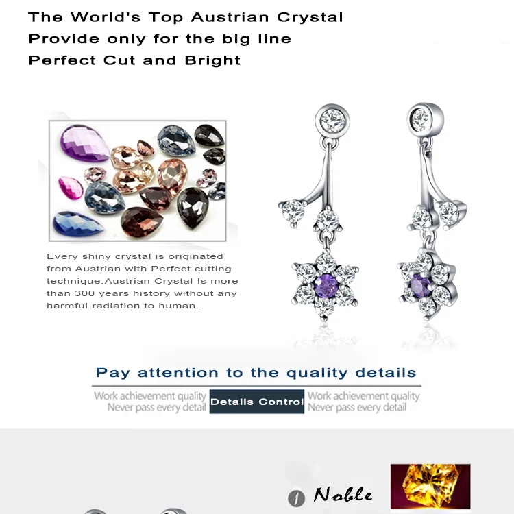 CodeMonkey Аутентичные 925 пробы серебряные ослепительные цветущие серьги сливы для женщин ...