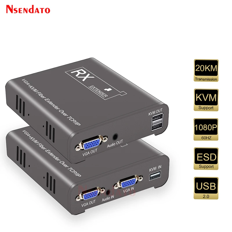 20km Vga Kvm Extender Over Optic Fiber Vga Wireless Video Transmitter ...