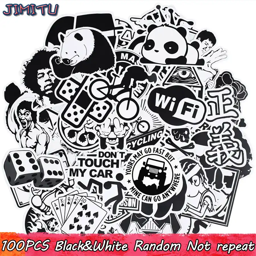 50 PCS Metallic Black and White Sticker Punk Funny Cool Sticker DIY for ...