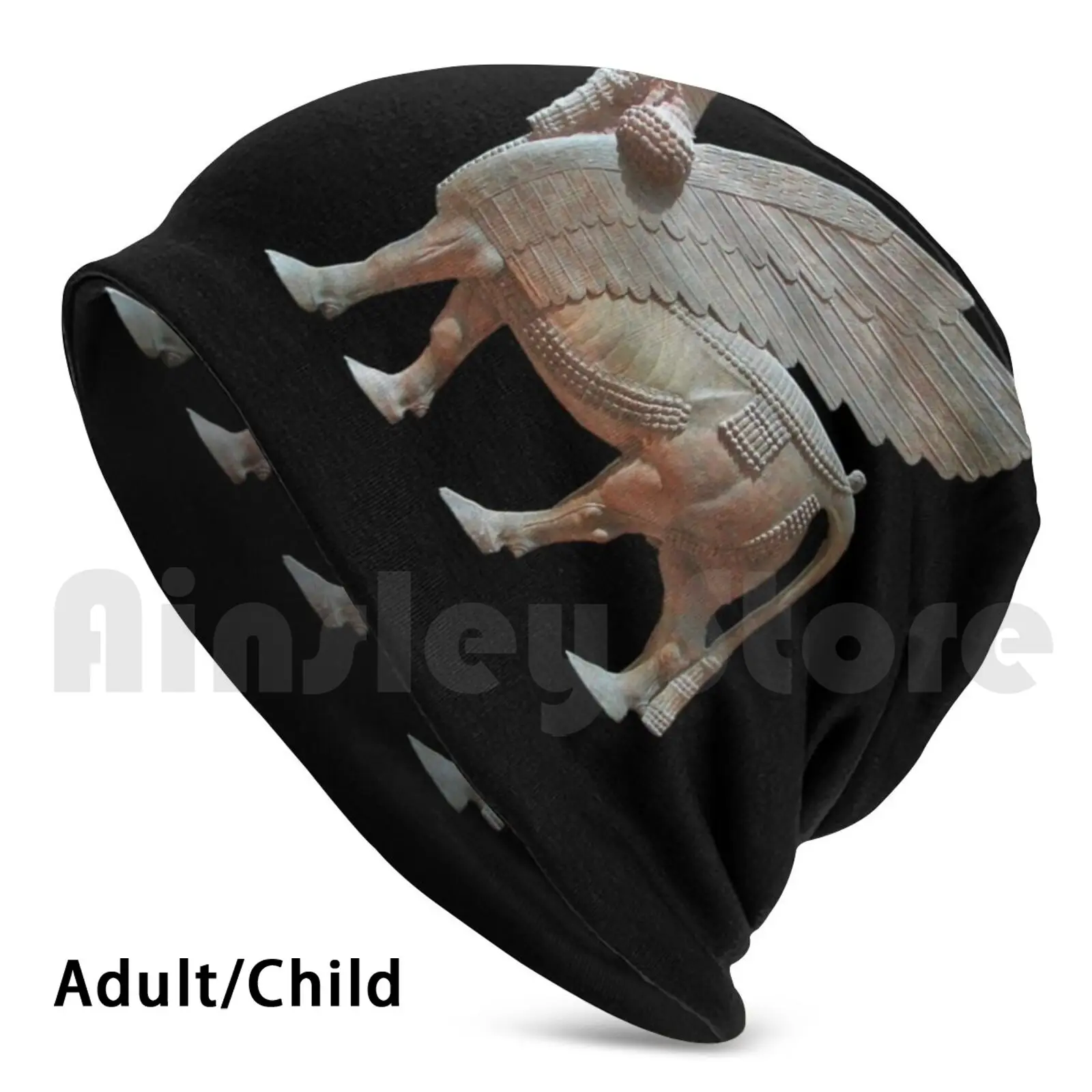 Touro-alado-de-cabe-a-humana-Est-tua-de-lamassu-ass-rio-No-Preto-Gorro ...
