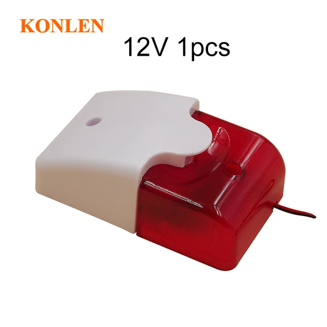 Wired Strobe Siren Alarm DC9V 12V Home Sound and Red Flash Horn ...