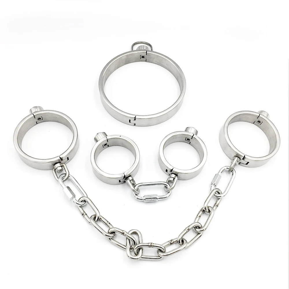 Black emper adult fun handcuffs,feet handcuffs, stainless steel press ...
