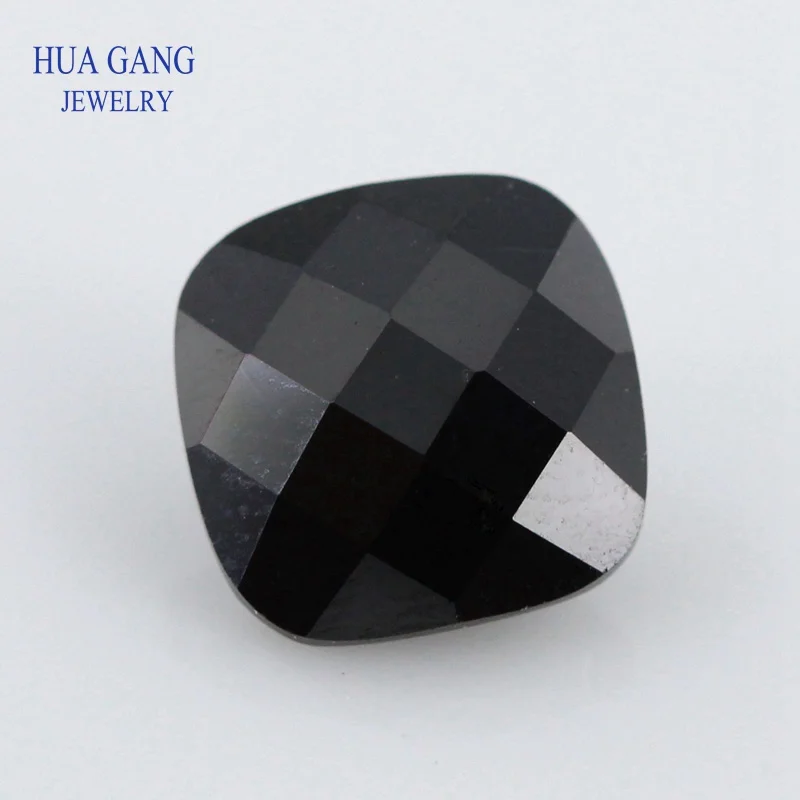 Black Cushion Checkerboard Cut Shape Princess Cut Loose Glass Beads ...