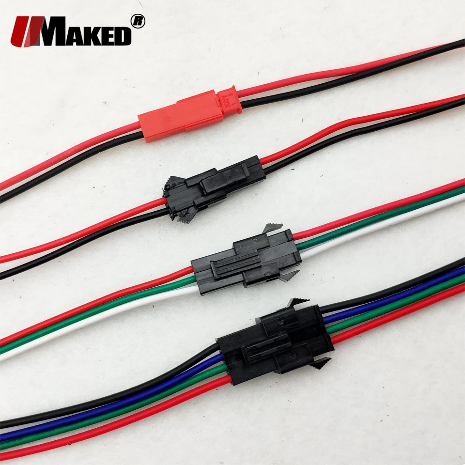 긴 JST SM 2P 3P 4P 5P 6P 플러그 수 암 와이어 커넥터, 5050, 3528, 5730, 2811/2812 LED 스트립용 LED 커넥터, 10 쌍, 신제품 ...