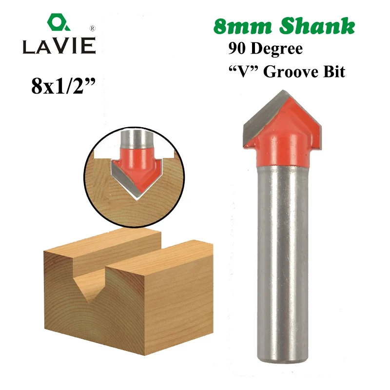 La Vie 1pc 8mm Shank 90 Degree V Groove Bit 1/2 Inch Cnc Engraving ...