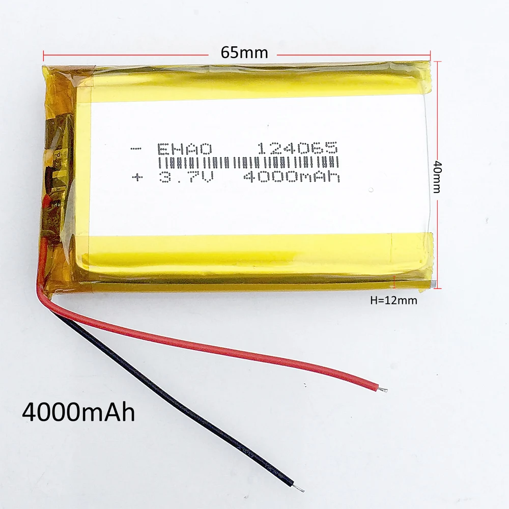 Ehao 124065 3.7v 4000mah Lithium Polymer Lipo Rechargeable Battery ...