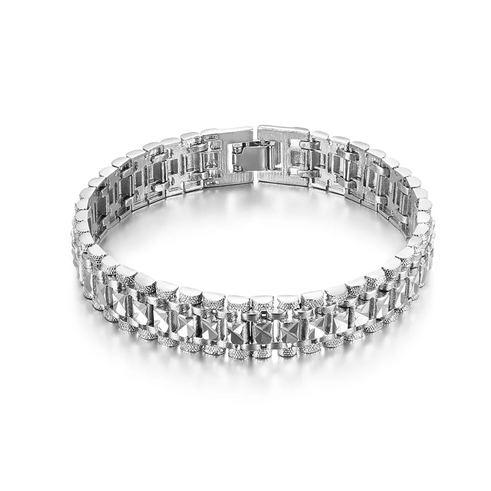 Chunky Mens Hand Chain Bracelets Male Wholesale Braslet Silver Color ...