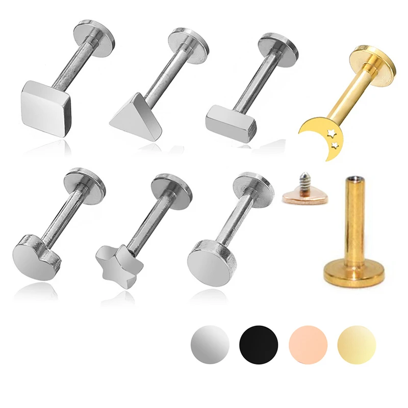 1pc 1.2x6mm Labret Monroe Lip Stud Piercing Jewelry Prong Setting ...