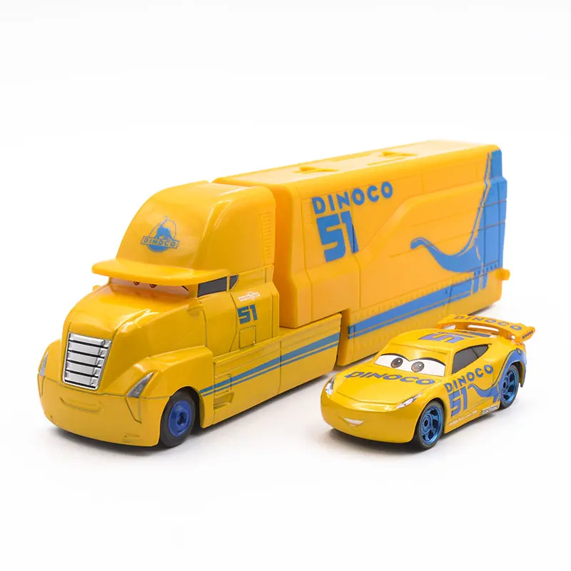 Disney Pixar Cars Dinoco Cruz Ramirez Trailer Truck+ Racer Car 2pcs ...