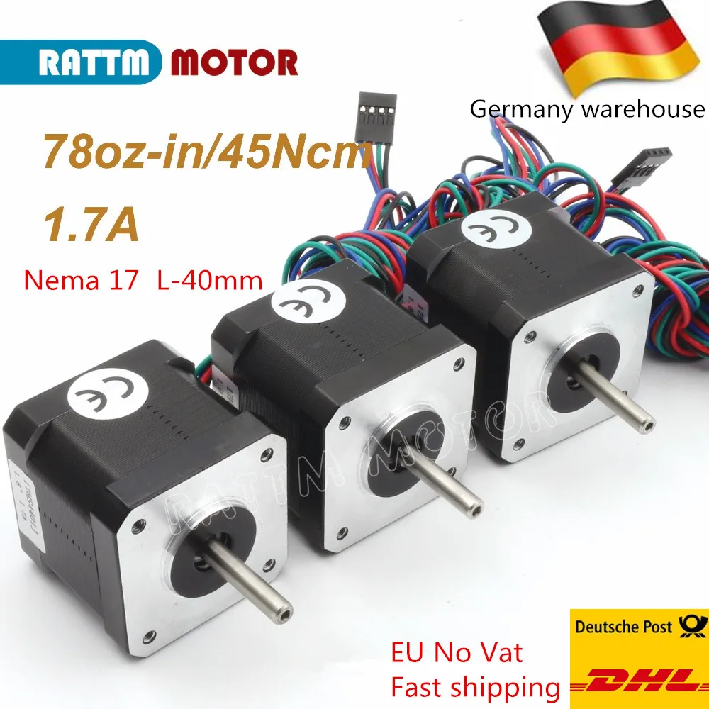 3pcs Of Stepper Motors set Nema 17 40mm for 3D printer with 1m cable W ...