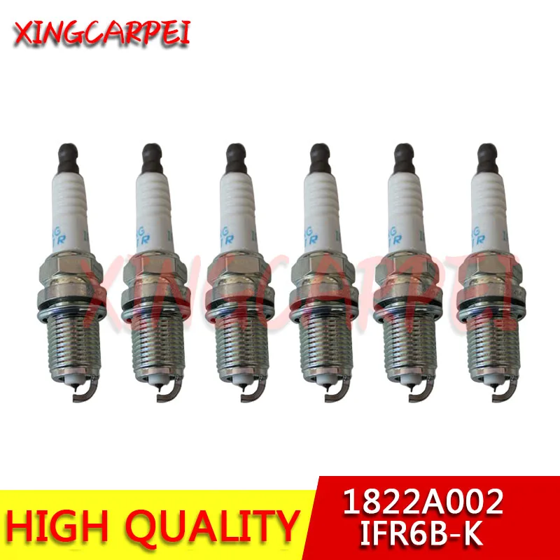 6pcs/lot 1822A002 IFR6B K New Car Spark Plugs For 06 12 Mitsubishi ...
