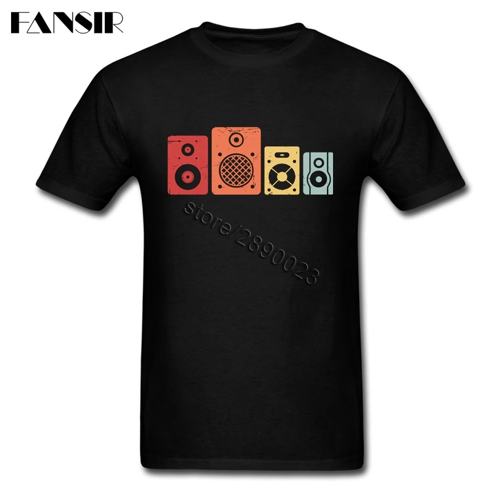 Men T Shirt Retro Vintage Audiophile Speakers Short Sleeved 100% Cotton ...