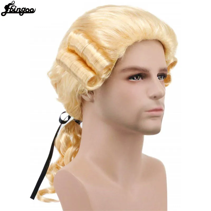 Ebingoo Grey Black White Lawyer Judge Baroque Curly Male Costume Wigs ...