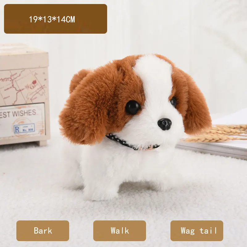 Robot Dog Toy Electronic Plush Puppy Running Wag Tail Teddy With Collar ...