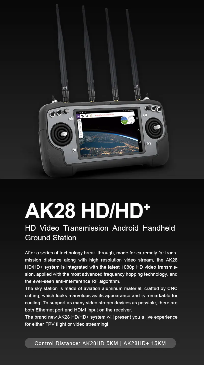 5KM/15KM Long Range Siyi AK28 HD / HD + 3in1 HD Video Transmission ...