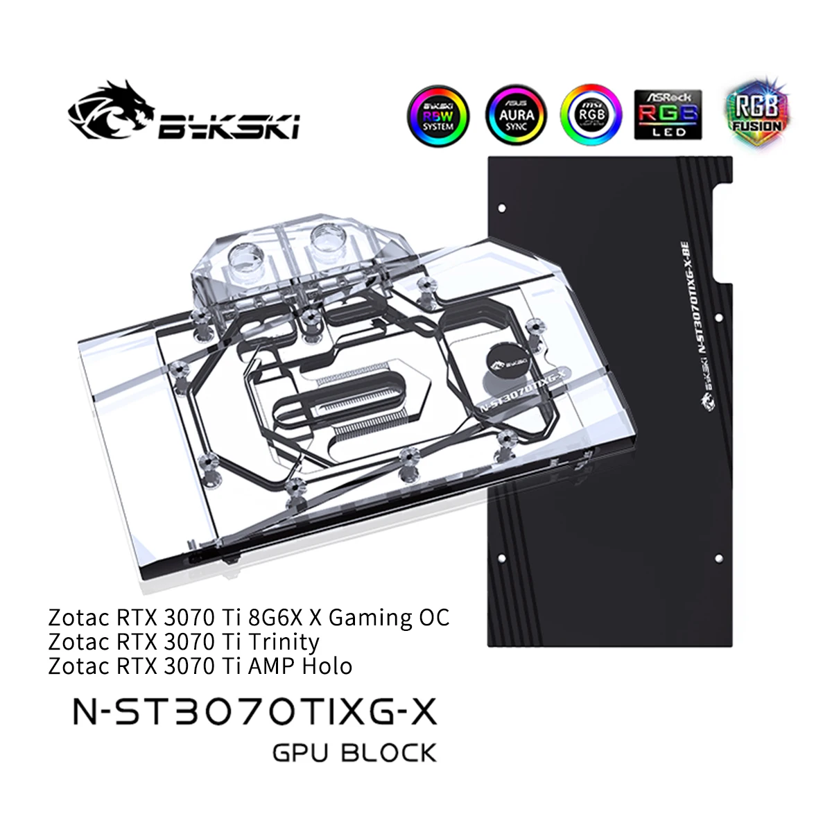 Bykski GPU Custom Cooling Block For Zotac RTX 3070 Ti 8G6X X Gaming OC ...