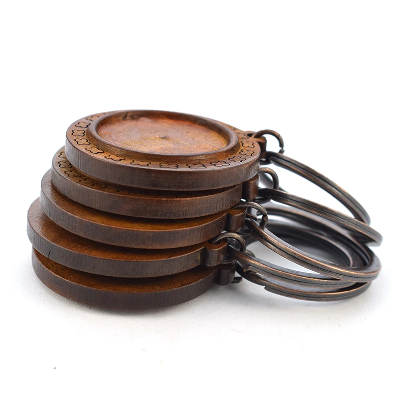 10PCS/lot Handmade Wood Keychain Base Blank Keyring Diy Key Chain Fit ...