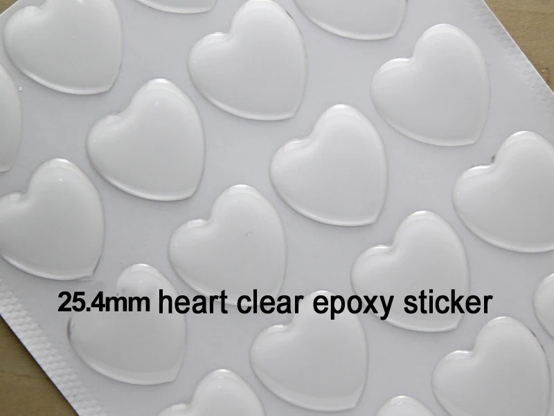 25.4mm Heart Clear Domed Epoxy Sticker For Bottle Caps 3D Effect Easy ...