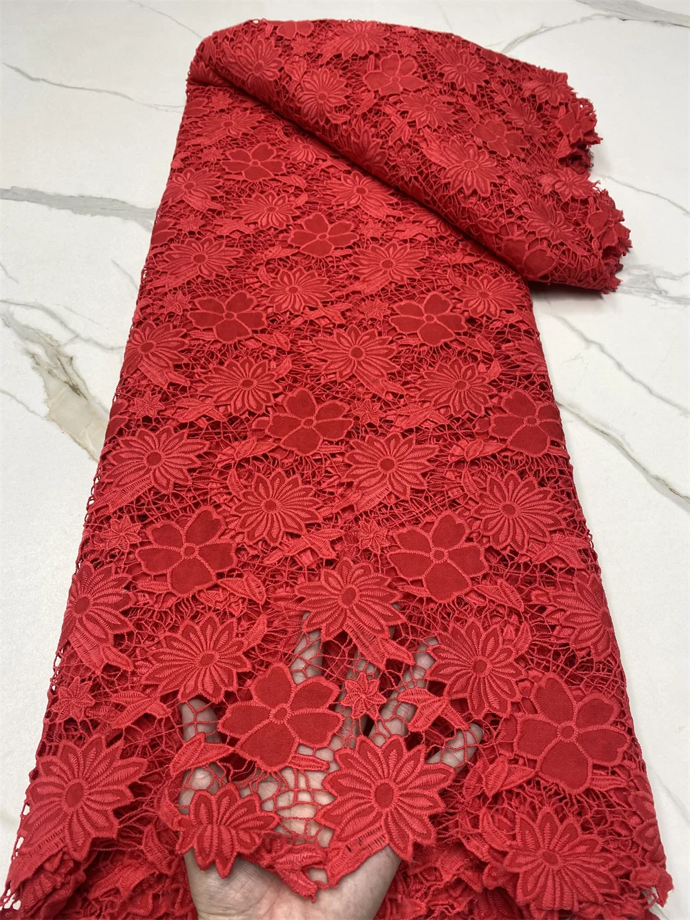 NI.AI RED African Guipure Lace Fabric 2022 Latest High Quality Nigeria ...