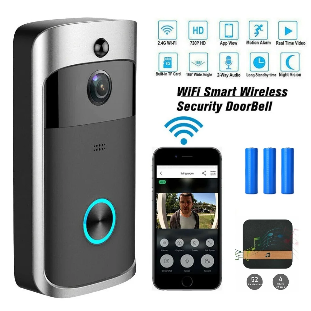 Timbre inteligente con intercomunicador para puerta, cámara de vídeo IP ...