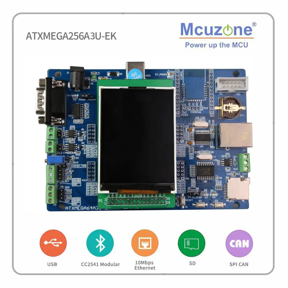 ATxmega256A3U EK T28 , 320*240 2.8LCD 12Bit ADC and DAC,7 USARTs, PDI ...