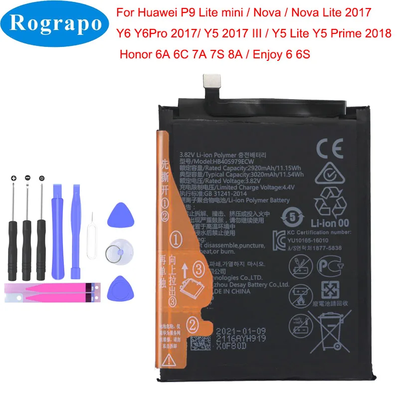 Original 3020mah hb405979ecw bateria para huawei y5 2019/y5 lite 2017 ...