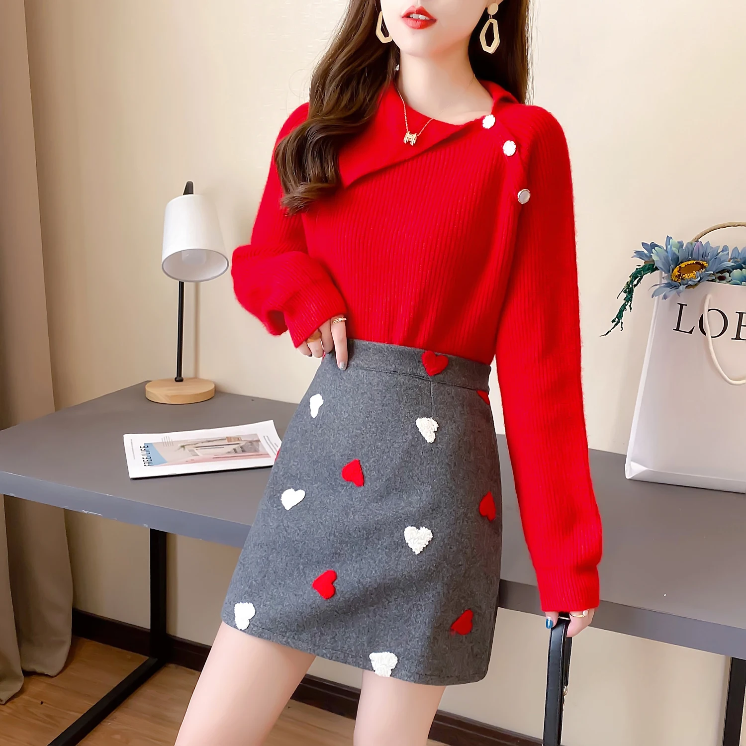 Women's Outfits Fashion Sweet Style Long Sleeve Pullover Knitted ...