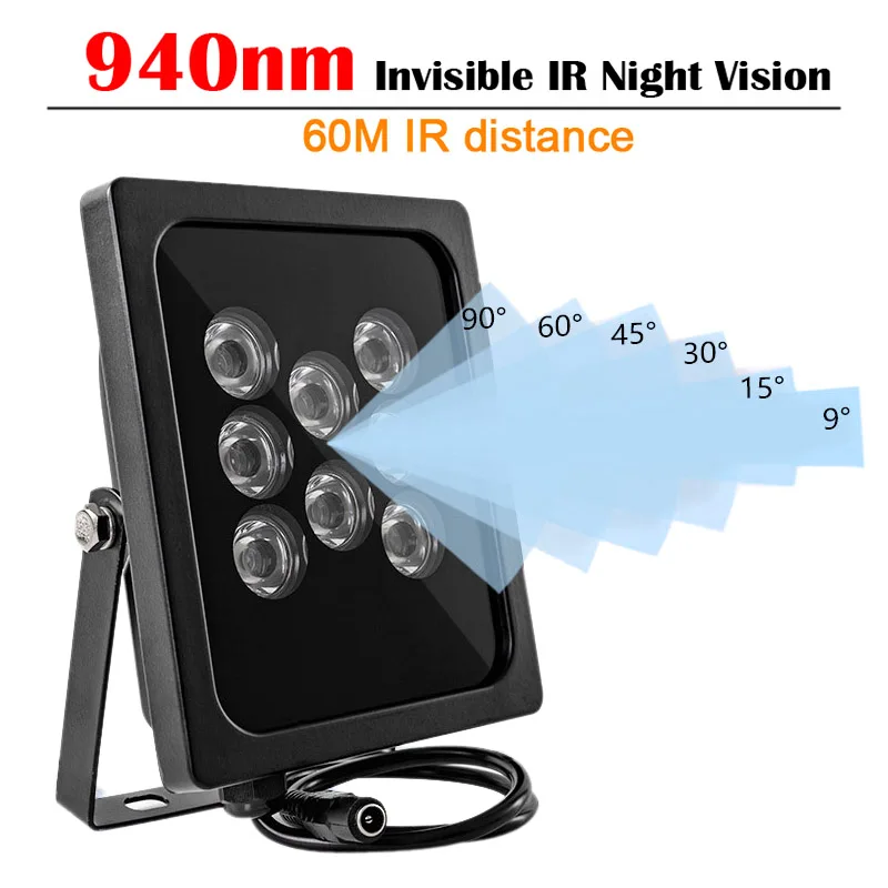 940nm Invisible Illuminator 60m Ir Distance 8array Leds Infrared ...