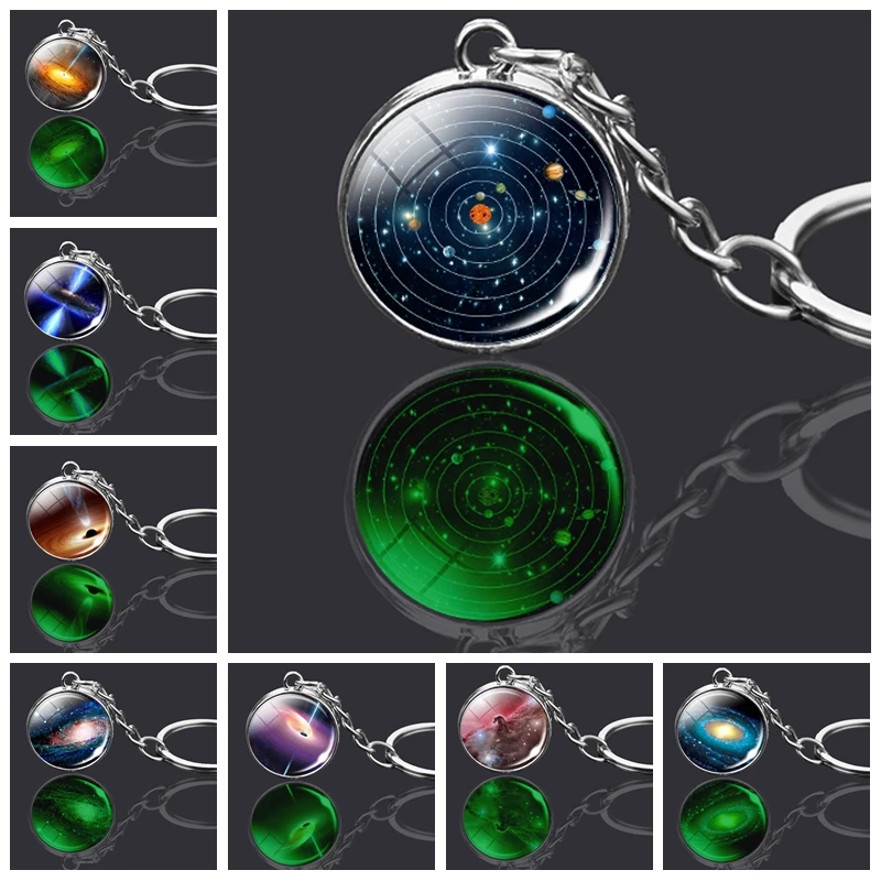 Glowing-Milky-Way-Planet-Glass-Ball-Keychain-Solar-System-Galaxy-Moon ...