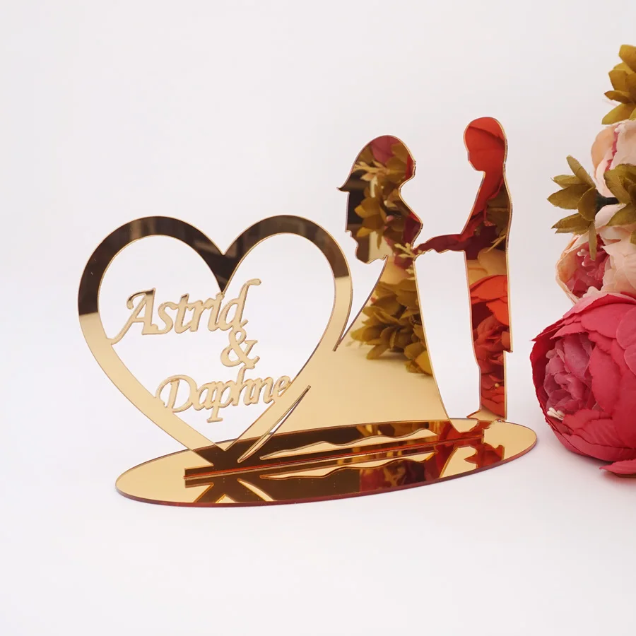 Personalized Engagement Table Stand Decor with Heart Frame Custom Names ...