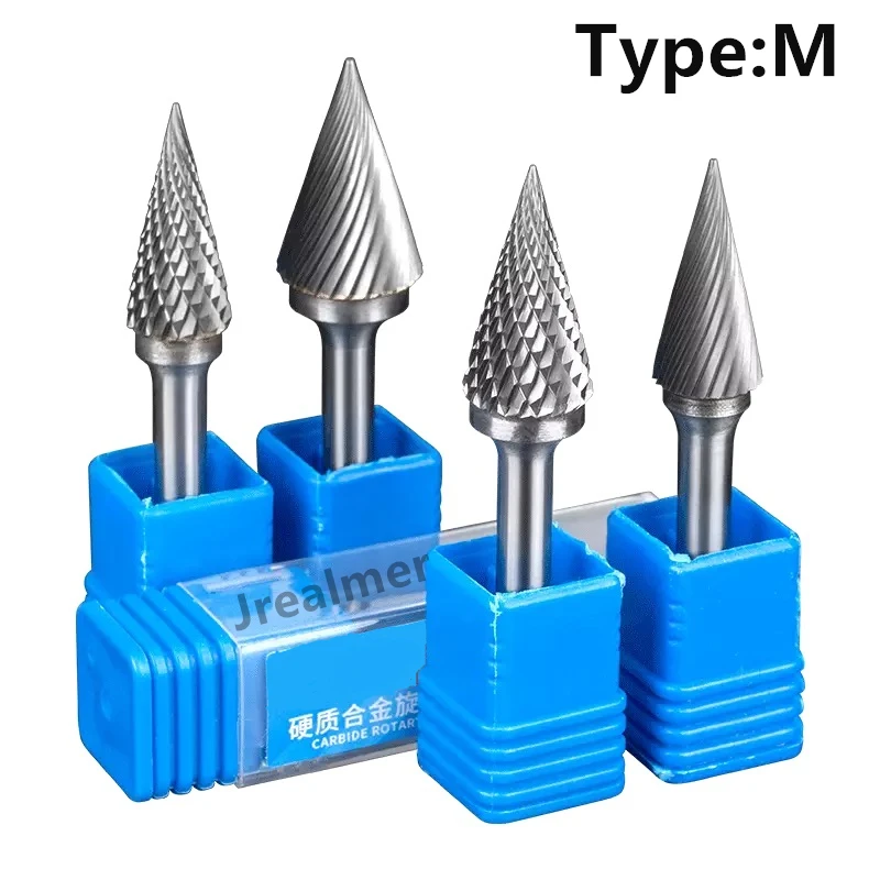 Jrealmer 1pcs M Type 6mm shank Tungsten Carbide Rotary Burrs Milling ...