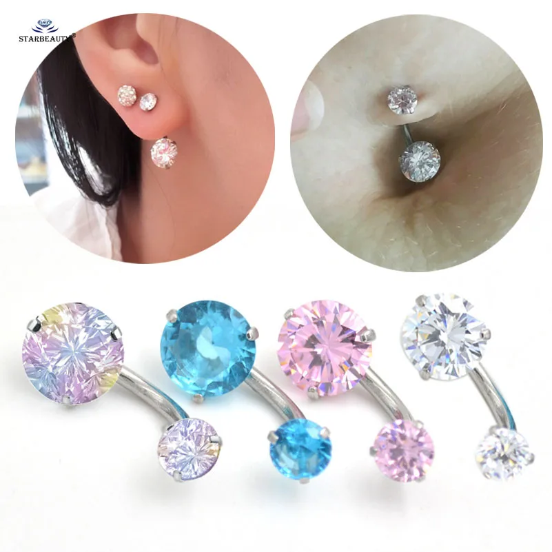 8mm Round Multicolor Crystal Belly Ring Earring Navel Piercing White ...