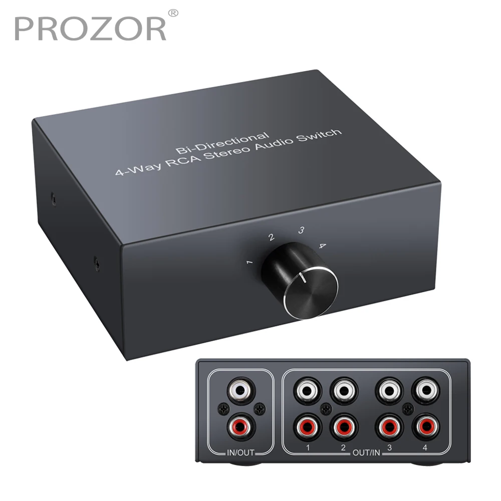 Prozor 4 Way Bi-directional Rca Stereo Audio Switch 1 In 4 Out Or 4 In ...