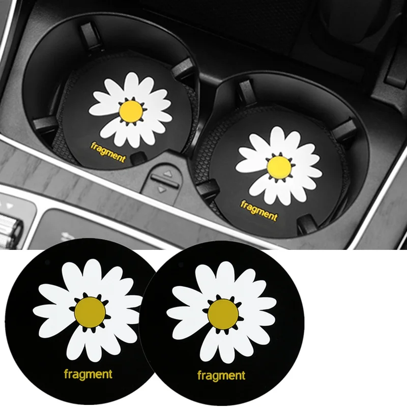 1/2PCs Silicone Daisy Car Coaster Auto Cup Holder Waterproof Non-slip ...