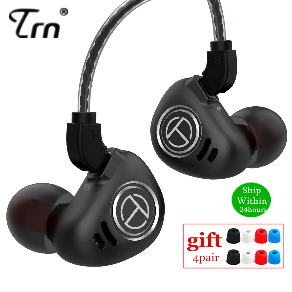 Trn V90 4ba+1dd Metal Headset Hybrid Units Hifi Bass Earbuds In Ear ...