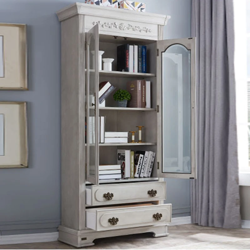 American Solid Wood Combination Bookcase Floor-standing European Style ...